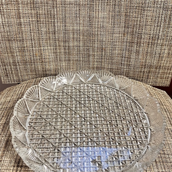 Kitchen | Diamond Cut Glass Serving Plate | Poshmark